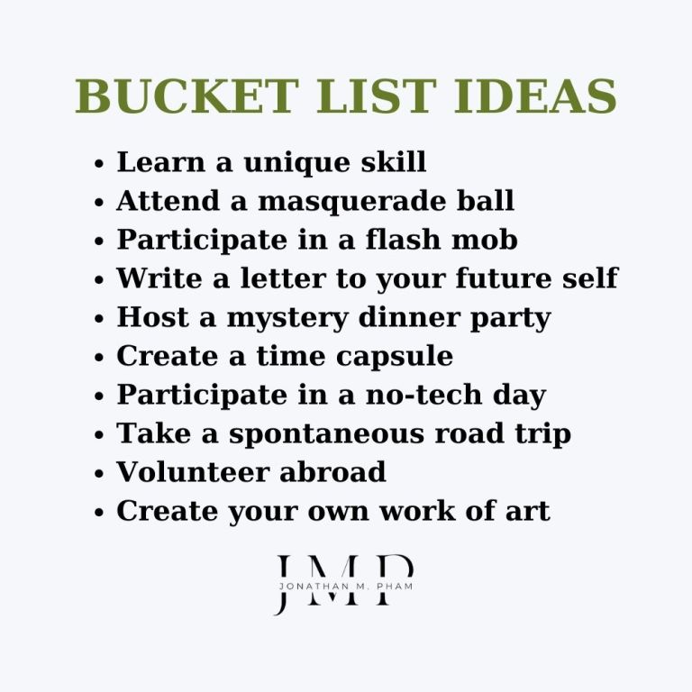 Bucket List Ideas: 250 Items for Inspiration | Jonathan M. Pham